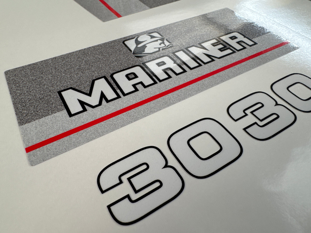 Mariner 30hp 2 stroke outboard decals/sticker kit (early 90's ...