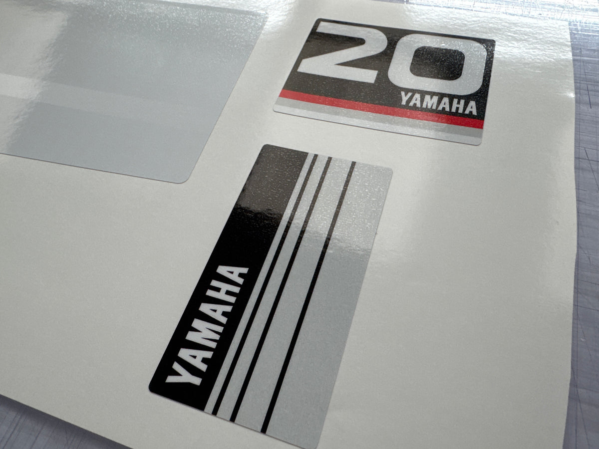 Yamaha 20hp two stroke (1987) outboard engine decals/sticker kit ...