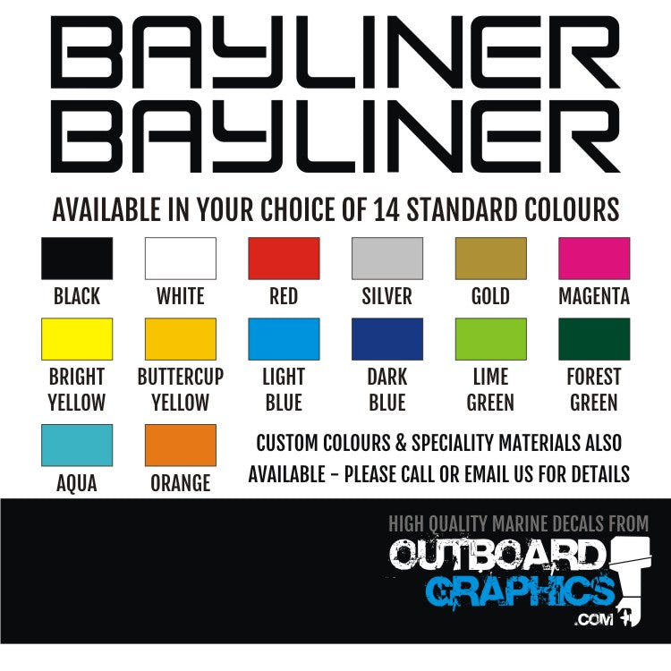 Pair of 710mm (28 inch) Bayliner stickers/decals– Outboard Graphics