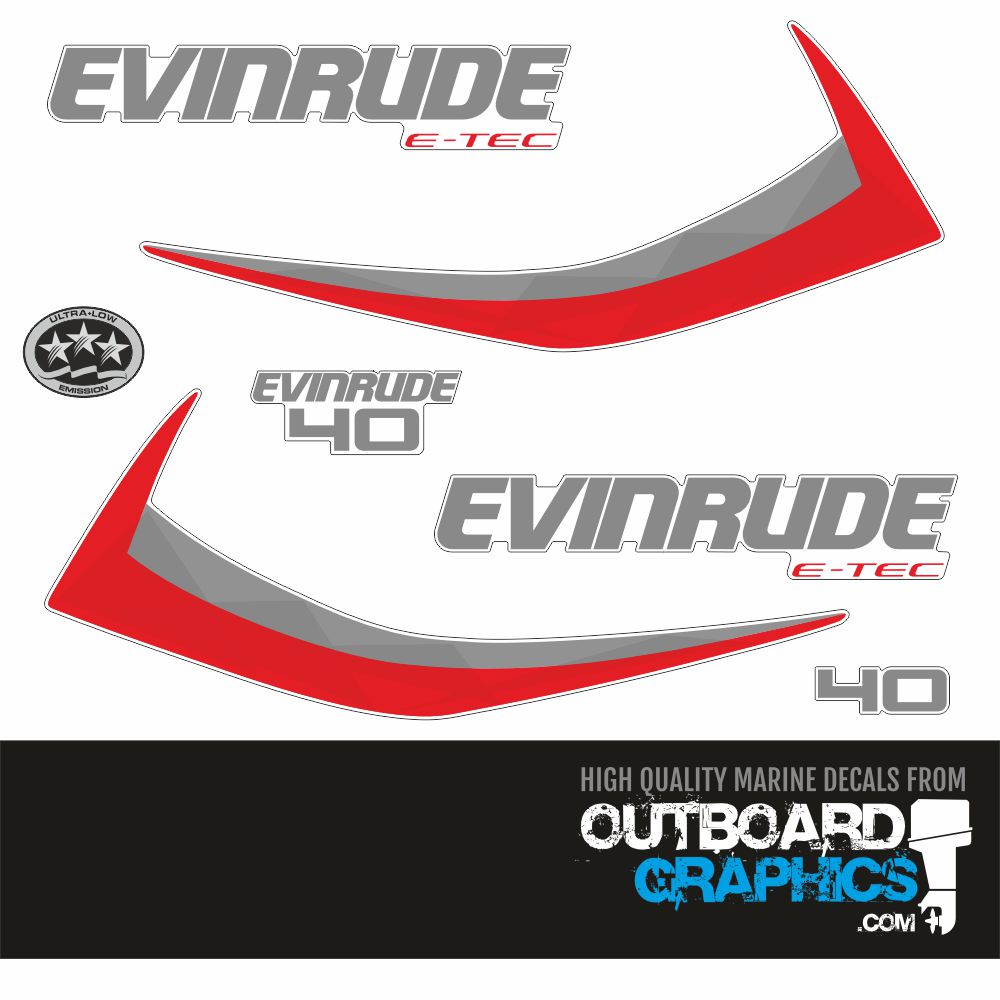 Evinrude 40hp ETEC / E-TEC 2015 outboard engine decals/sticker kit - w ...