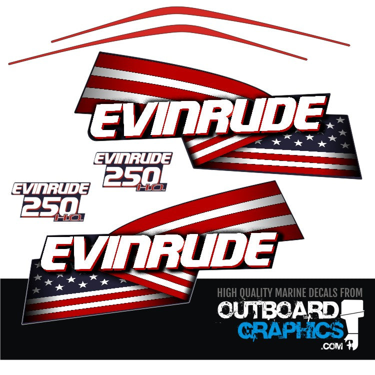 Evinrude 250hp ETEC / E-TEC HO outboard engine decals/sticker kit - bl ...