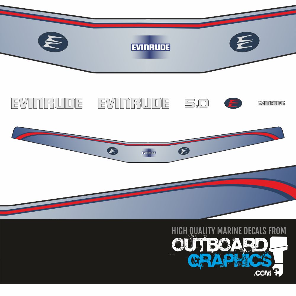 Evinrude 5hp two stroke (1997) outboard engine decals/sticker kit ...
