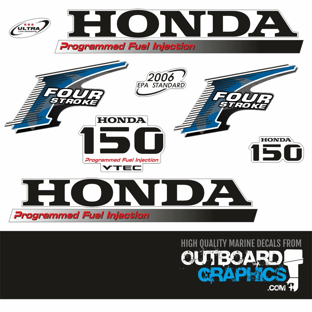 Honda 150hp VTEC 4 stroke outboard engine decals/sticker kit– Outboard ...