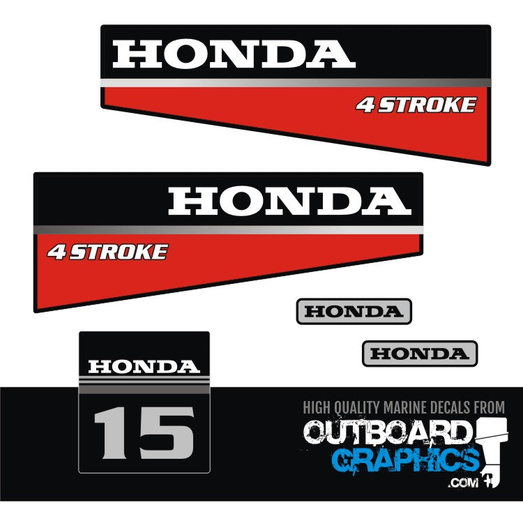Honda 15hp 4 stroke (early 90's) outboard engine decals/sticker kit ...