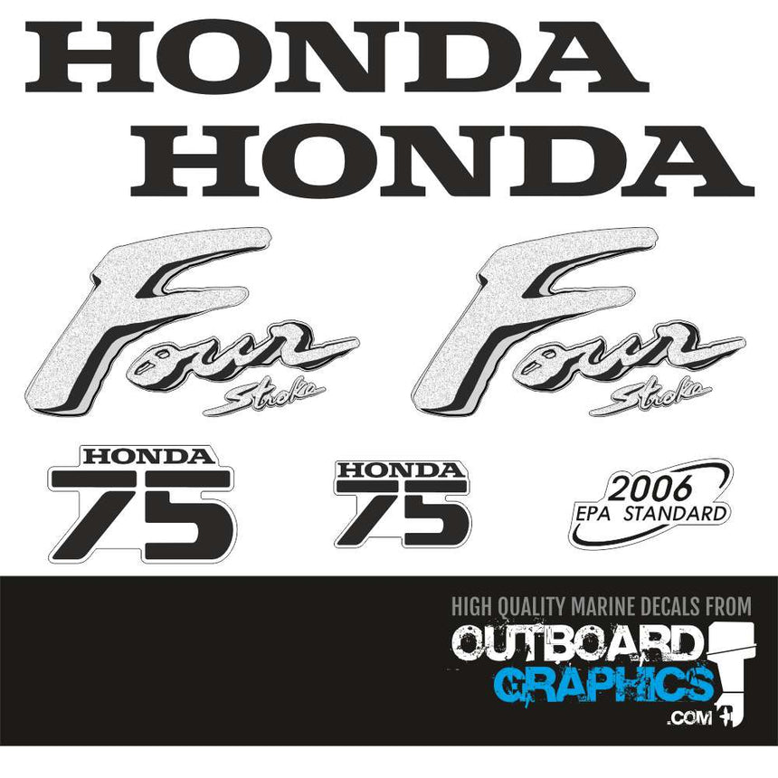 Honda 75hp 4 stroke outboard engine decals/sticker kit– Outboard Graphics