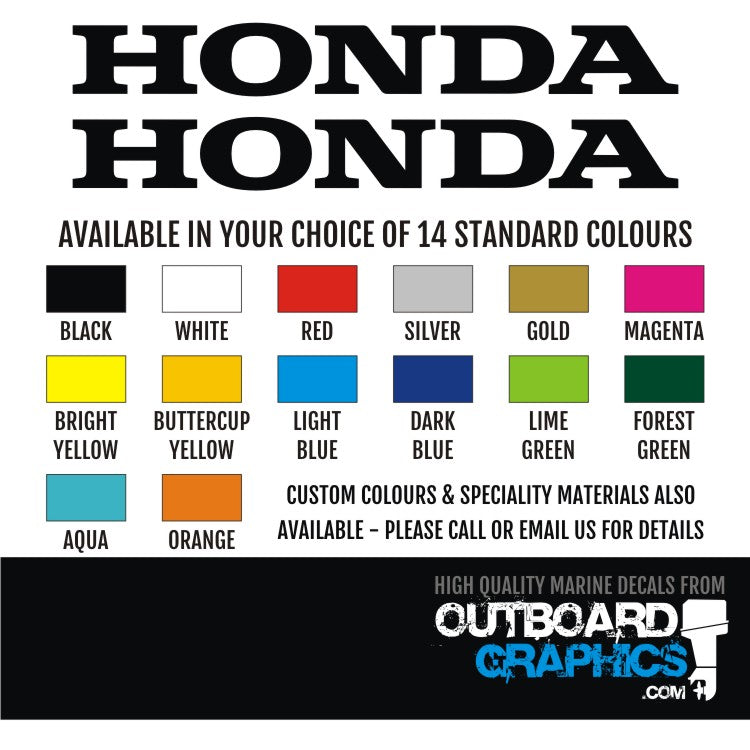 Pair of vinyl cut Honda decals– Outboard Graphics