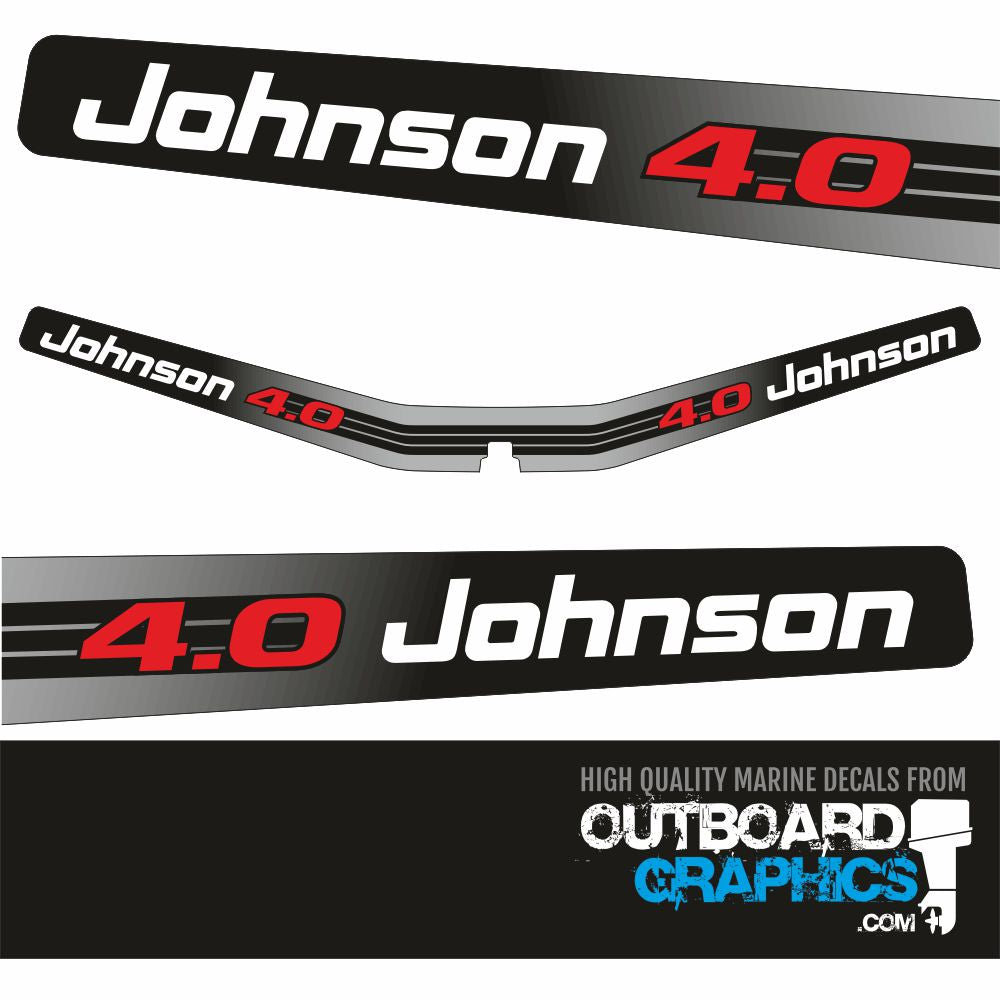 Johnson 4hp two stroke (1996) wraparound outboard engine decals/sticke ...