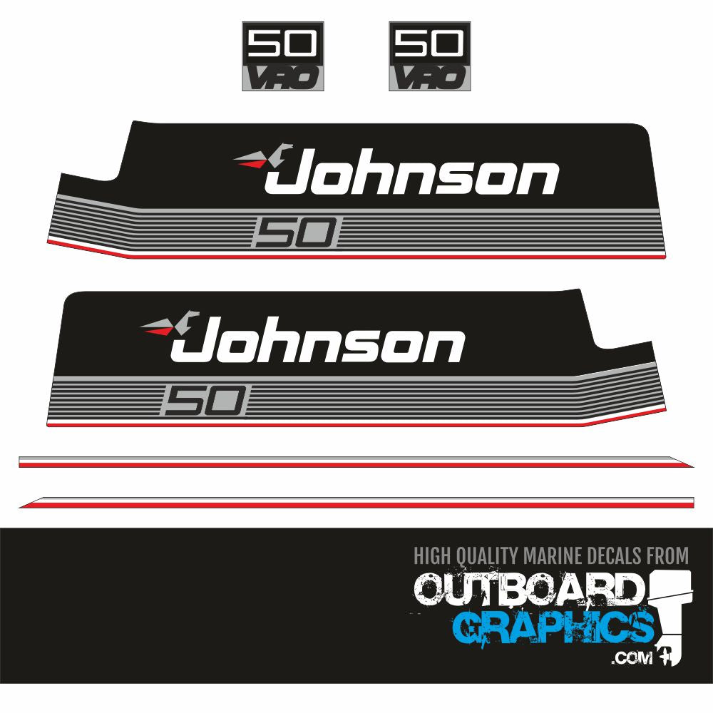 Johnson 50hp VRO outboard engine decals/sticker kit (black design ...