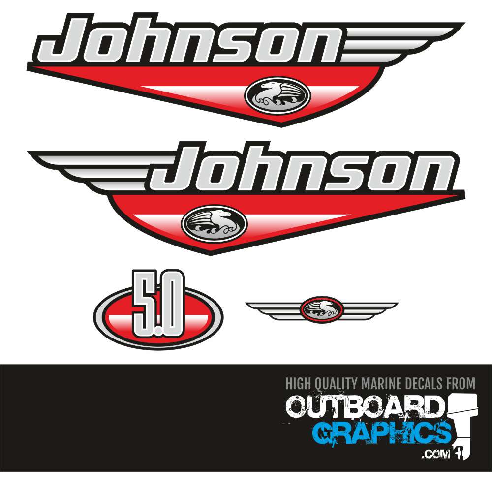 Johnson 5hp two stroke outboard engine decals/sticker kit– Outboard ...