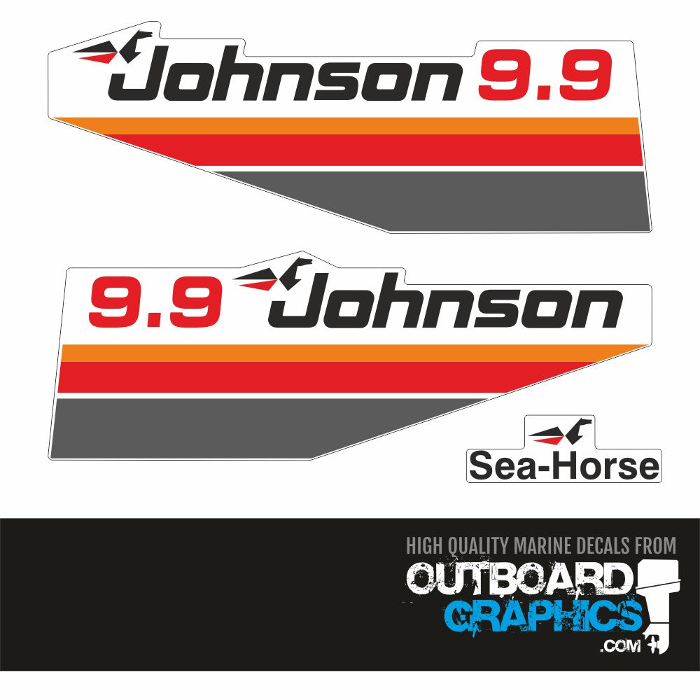 Johnson 9.9hp Seahorse 2 stroke (1975) outboard engine decals/sticker ...