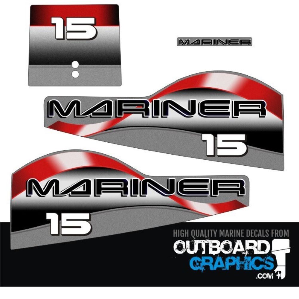 Mariner 15hp two stroke outboard engine decals/sticker kit– Outboard ...