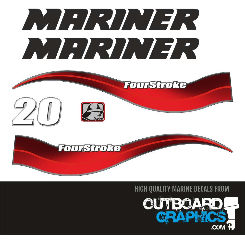 Mariner 20hp 4 stroke 2008 outboard engine decals/sticker kit– Outboard ...