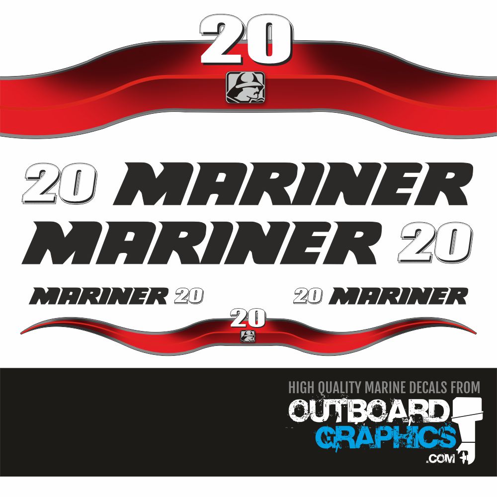 Mariner 20hp 2 stroke outboard decals/sticker kit– Outboard Graphics