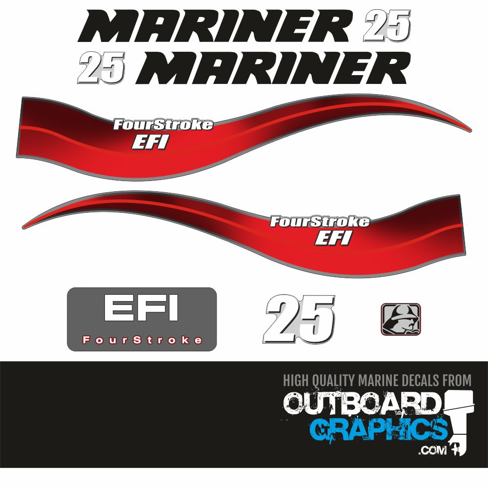 Mariner 25hp 2 stroke outboard sticker/decal kit– Outboard Graphics
