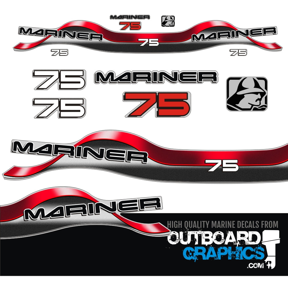 Mariner 75hp 2 stroke wraparound outboard decals/sticker kit– Outboard ...