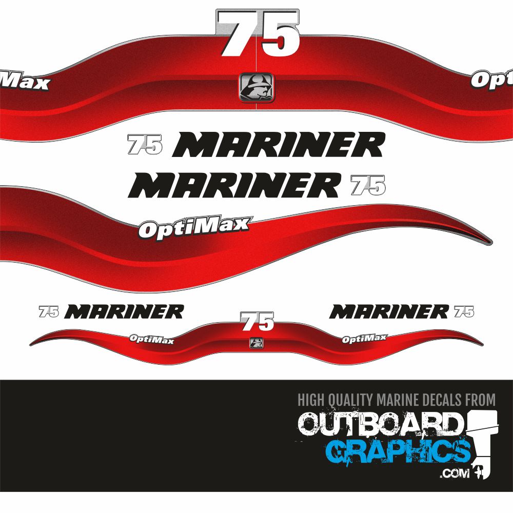 Mariner 75hp 2 stroke wraparound outboard decals/sticker kit– Outboard ...