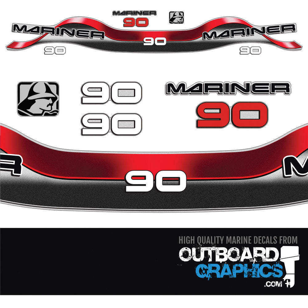 Mariner 90hp 2 stroke wraparound outboard decals/sticker kit– Outboard ...
