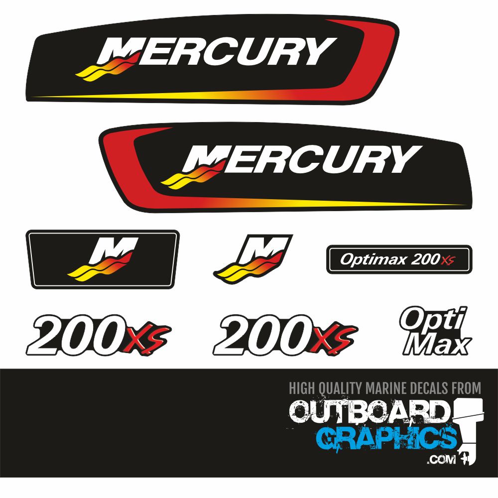 Mercury Racing 200XS outboard decals/sticker kit– Outboard Graphics