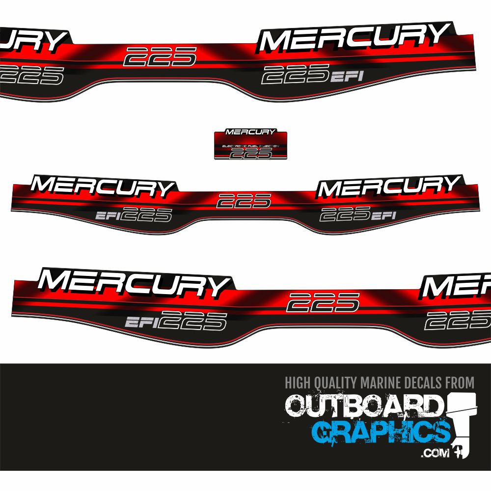 Mercury 225hp four stroke EFI (1998) outboard engine decals/sticker ki ...