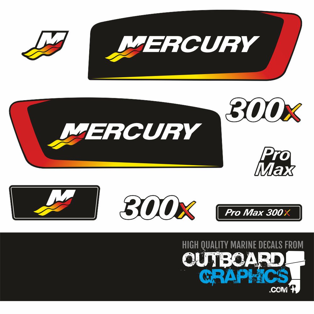 Mercury Racing 300 Pro Max outboard decals/sticker kit– Outboard Graphics