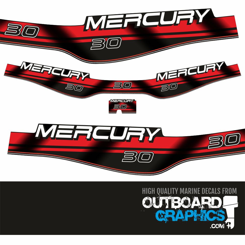 Mercury 30hp two stroke outboard decals/sticker kit (1996 - 1998 ...