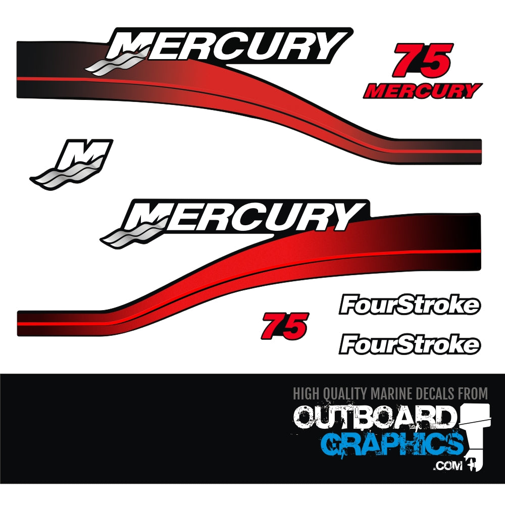 Mercury 75hp four stroke outboard decals/sticker kit– Outboard Graphics