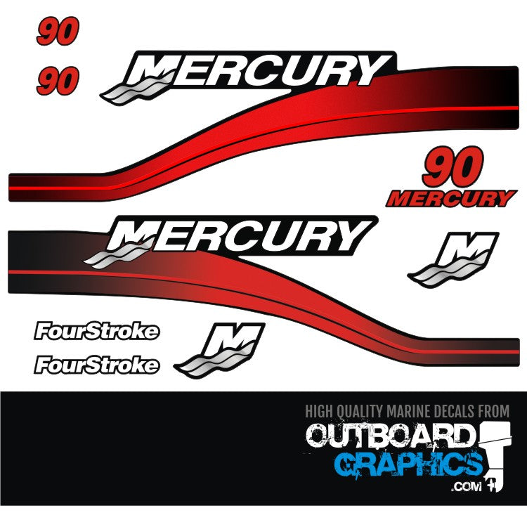 Mercury 90hp four stroke outboard decals/sticker kit– Outboard Graphics