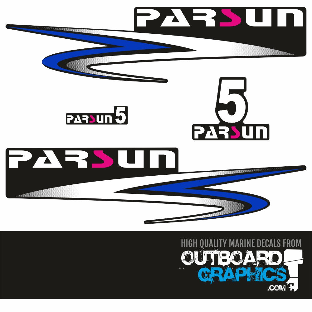 Parsun 5hp four stroke outboard decals/sticker kit– Outboard Graphics