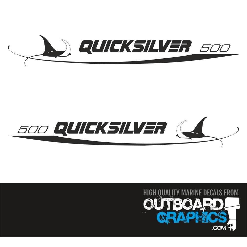 Pair of Quicksilver 500 sticker/decals– Outboard Graphics
