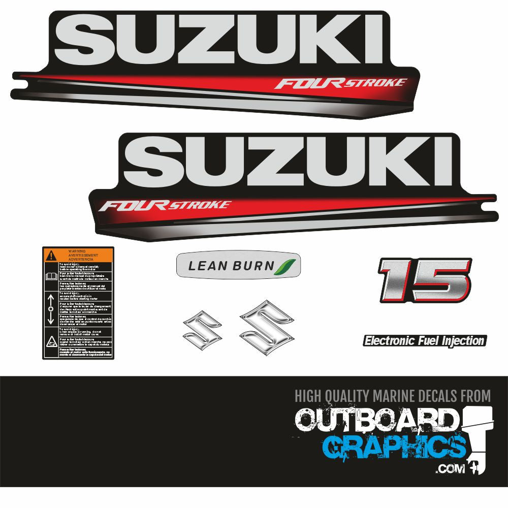 Suzuki DF15 15hp four stroke outboard engine decals/sticker kit (2018 ...
