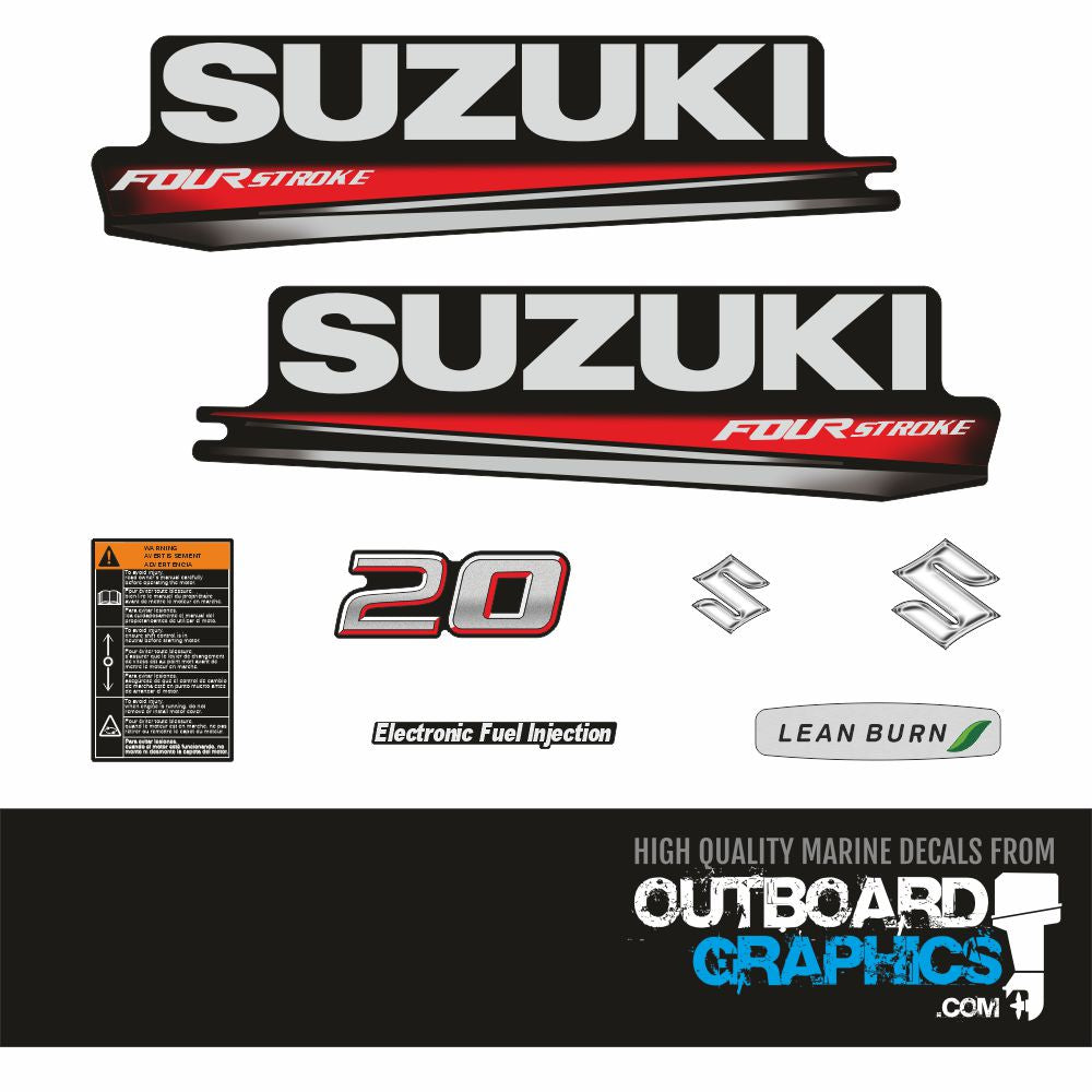 Suzuki DF20 20hp four stroke outboard engine decals/sticker kit (2018 ...