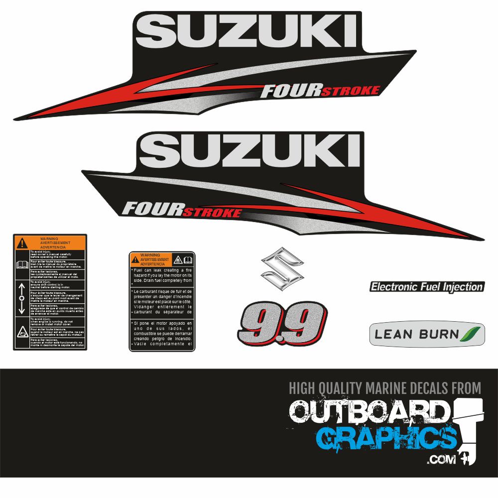 Suzuki DF9.9 9.9hp four stroke outboard engine decals/sticker kit (pos ...