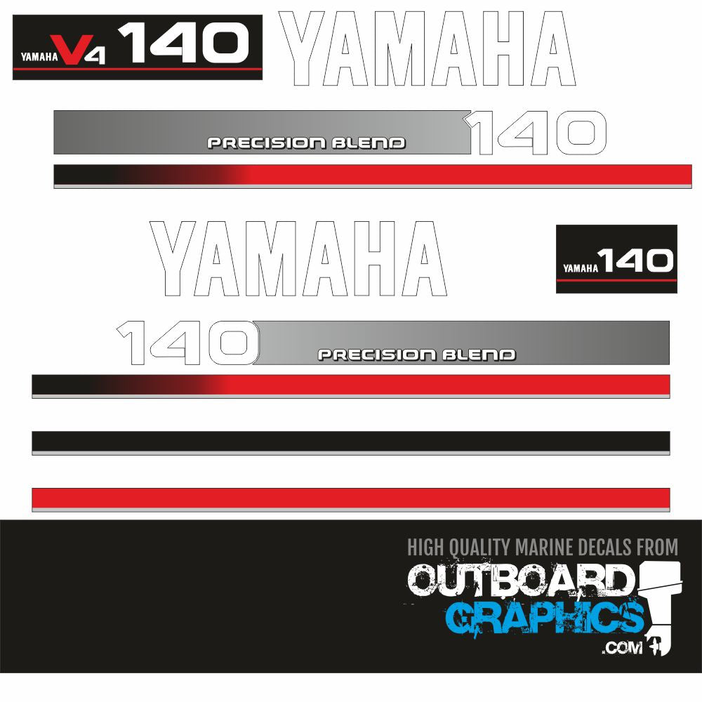 Yamaha 140hp V4 Precision Blend two stroke outboard engine decals/stic ...