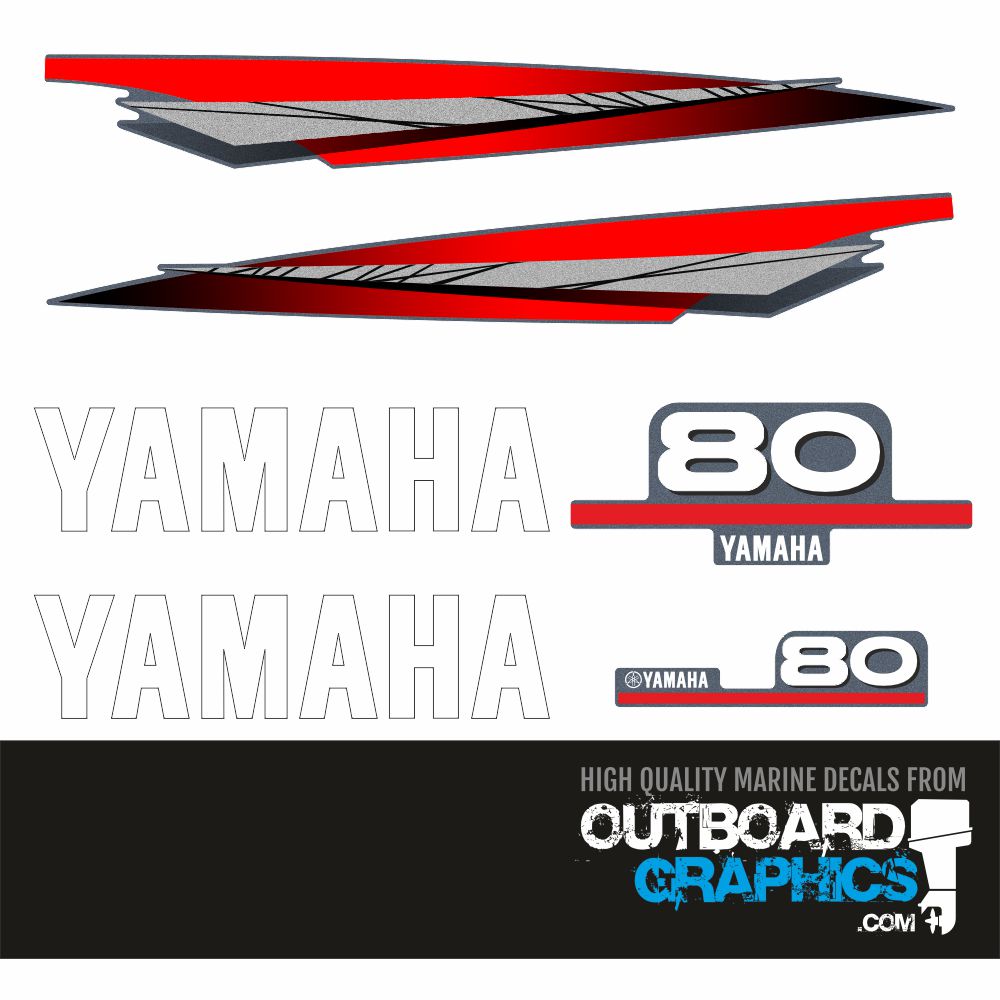 Yamaha 80hp two stroke outboard engine decals/sticker kit– Outboard ...