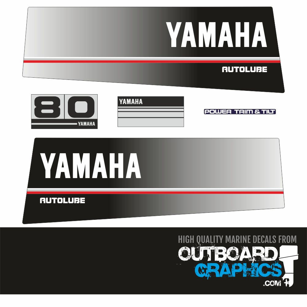 Yamaha 80hp autolube outboard engine decals/sticker kit – black ...