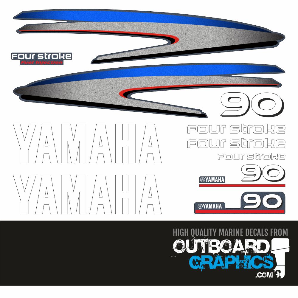 Yamaha 90hp four stroke outboard engine decals/sticker kit– Outboard ...
