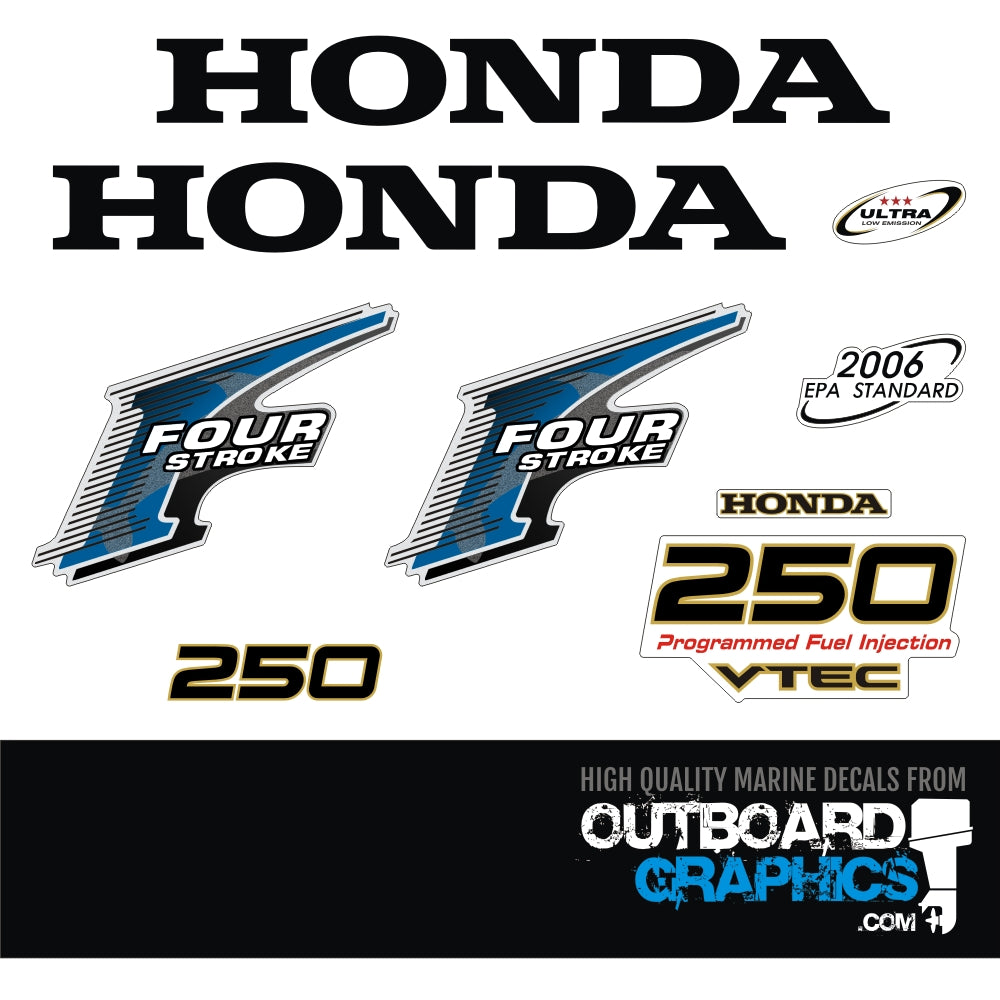 Honda BF250 250hp 4 stroke VTEC outboard engine decals/sticker kit ...