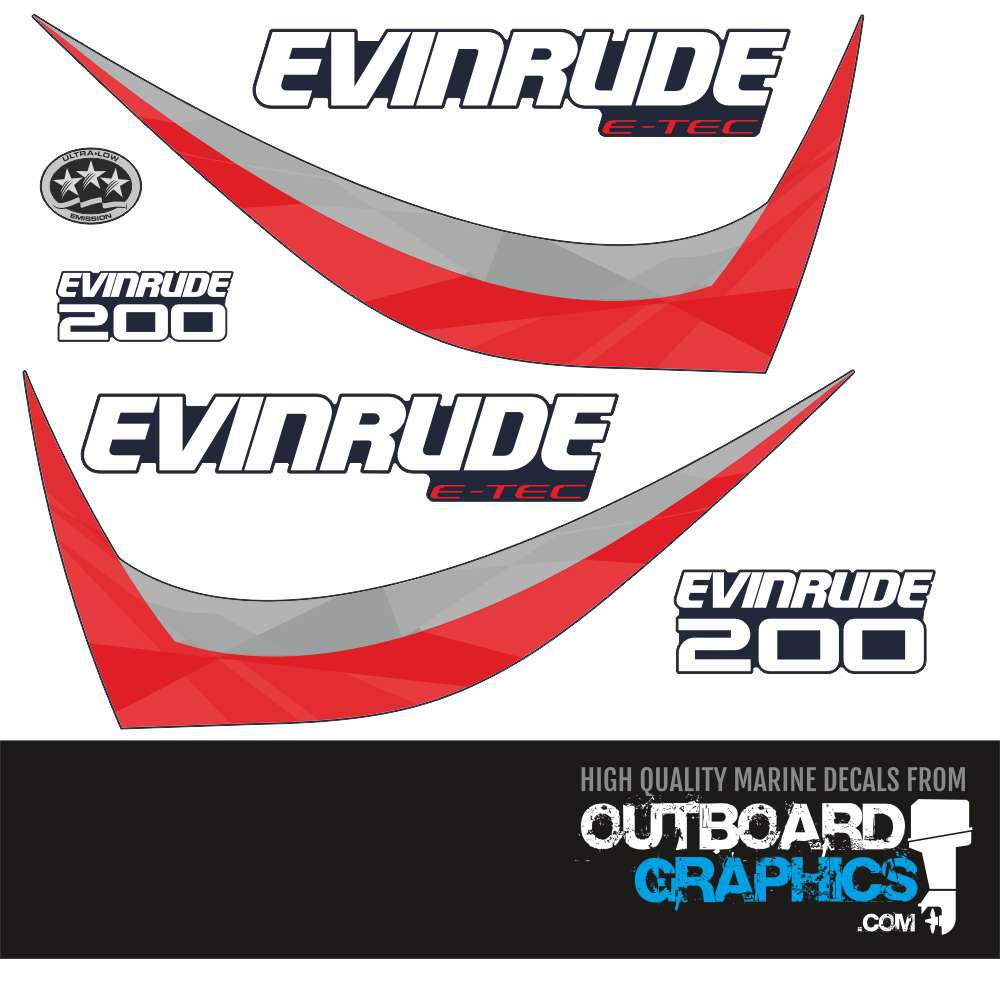 Evinrude 200hp ETEC / E-TEC outboard engine decals - 2015 60º small bl ...