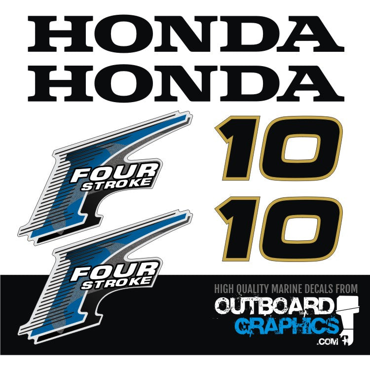Honda BF10 10hp 4 stroke outboard engine decals/sticker kit– Outboard ...