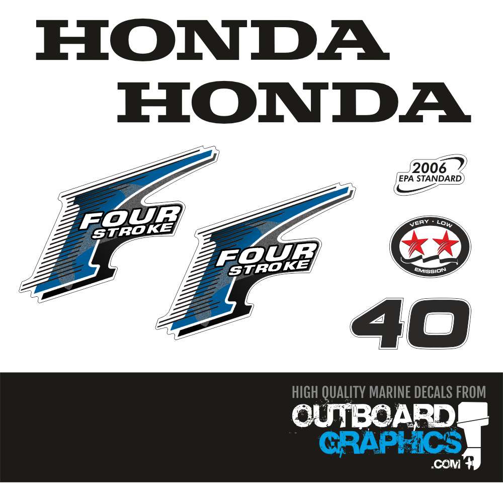 Honda BF40 40hp 4 stroke outboard engine decals/sticker kit– Outboard ...