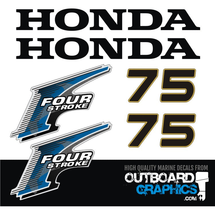 Honda BF75 75hp 4 stroke outboard engine decals/sticker kit– Outboard ...