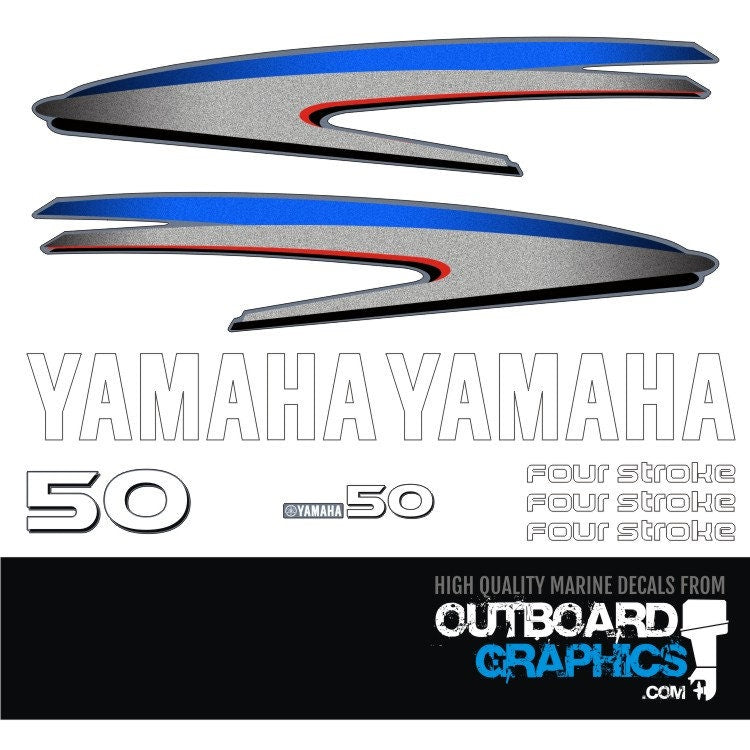 Yamaha 50hp four stroke outboard engine decals/sticker kit– Outboard ...