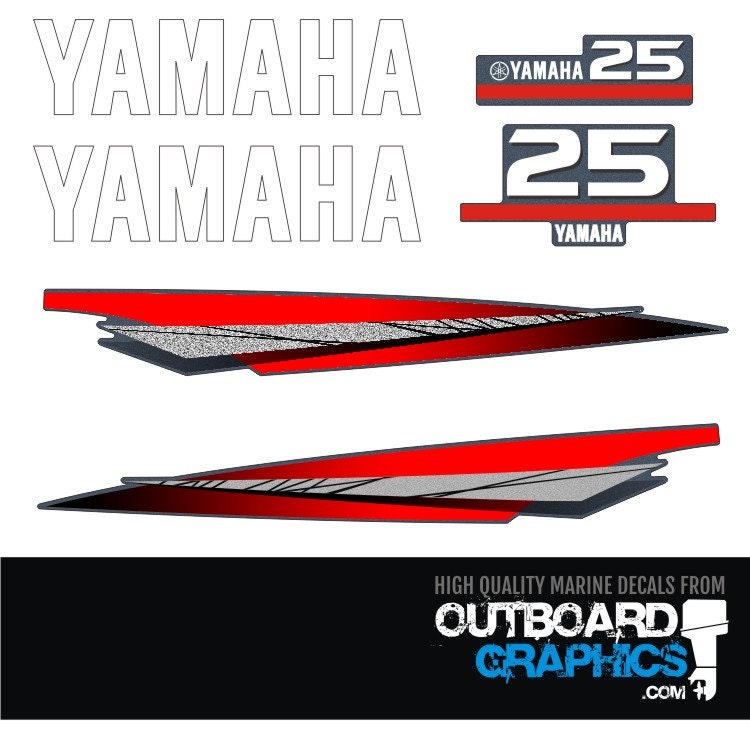 Yamaha 25hp two stroke outboard engine decals/sticker kit– Outboard ...