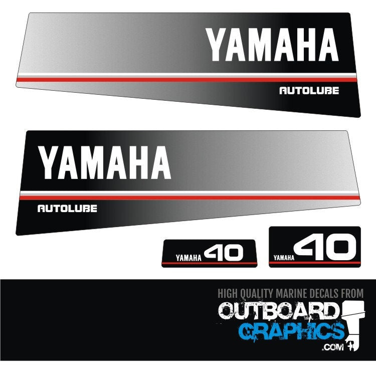 Yamaha 40hp autolube outboard engine decals/sticker kit – black ...