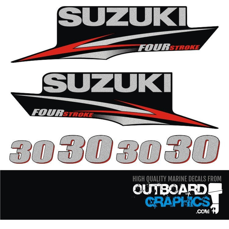 Suzuki DF30 30hp four stroke outboard engine decals/sticker kit - post ...