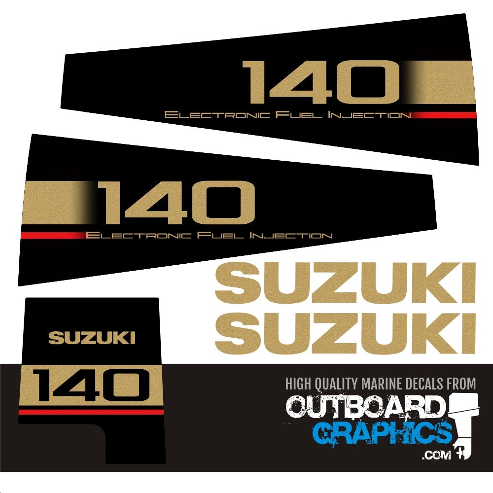 Suzuki DT140EFI two stroke outboard engine decals/sticker kit - black ...