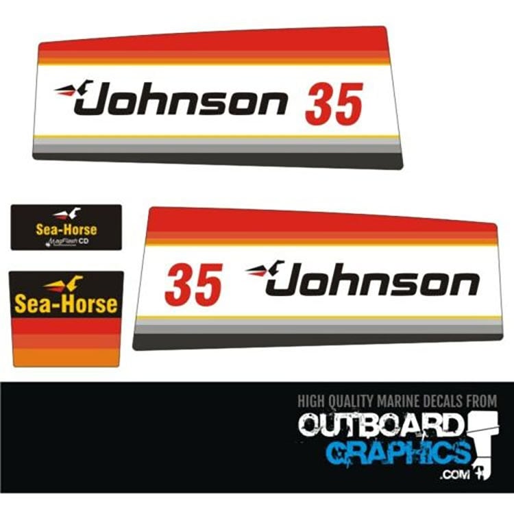 Johnson 35hp Seahorse outboard engine decals/sticker kit– Outboard Graphics