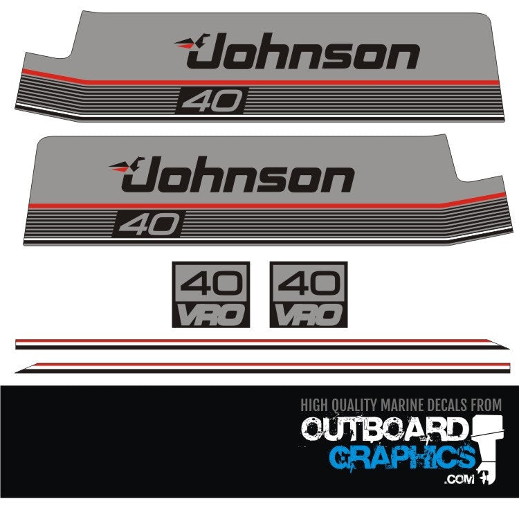 Johnson 40hp VRO outboard engine decals/sticker kit– Outboard Graphics