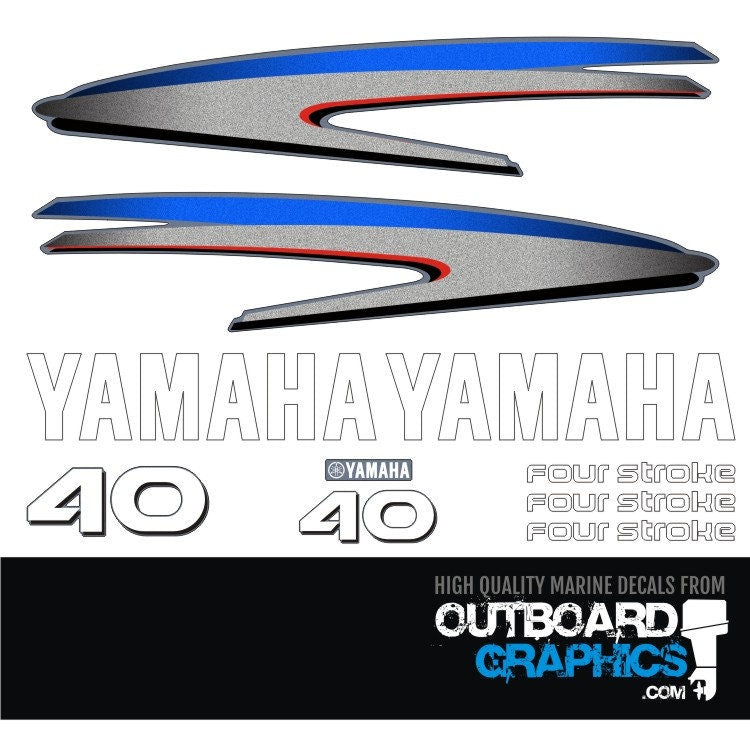Yamaha 40hp four stroke outboard engine decals/sticker kit– Outboard ...