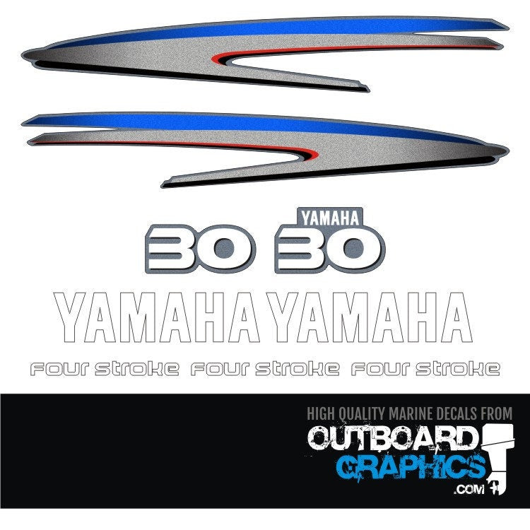 Yamaha 30hp four stroke outboard engine decals/sticker kit– Outboard ...